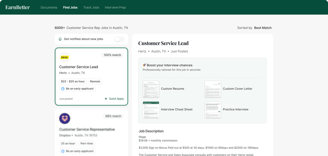 EarnBetter - Job Matches